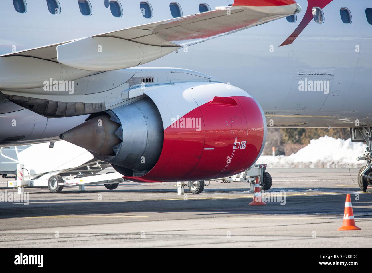 airplane turbine close-up. turbojet engine of a modern aircraft ...