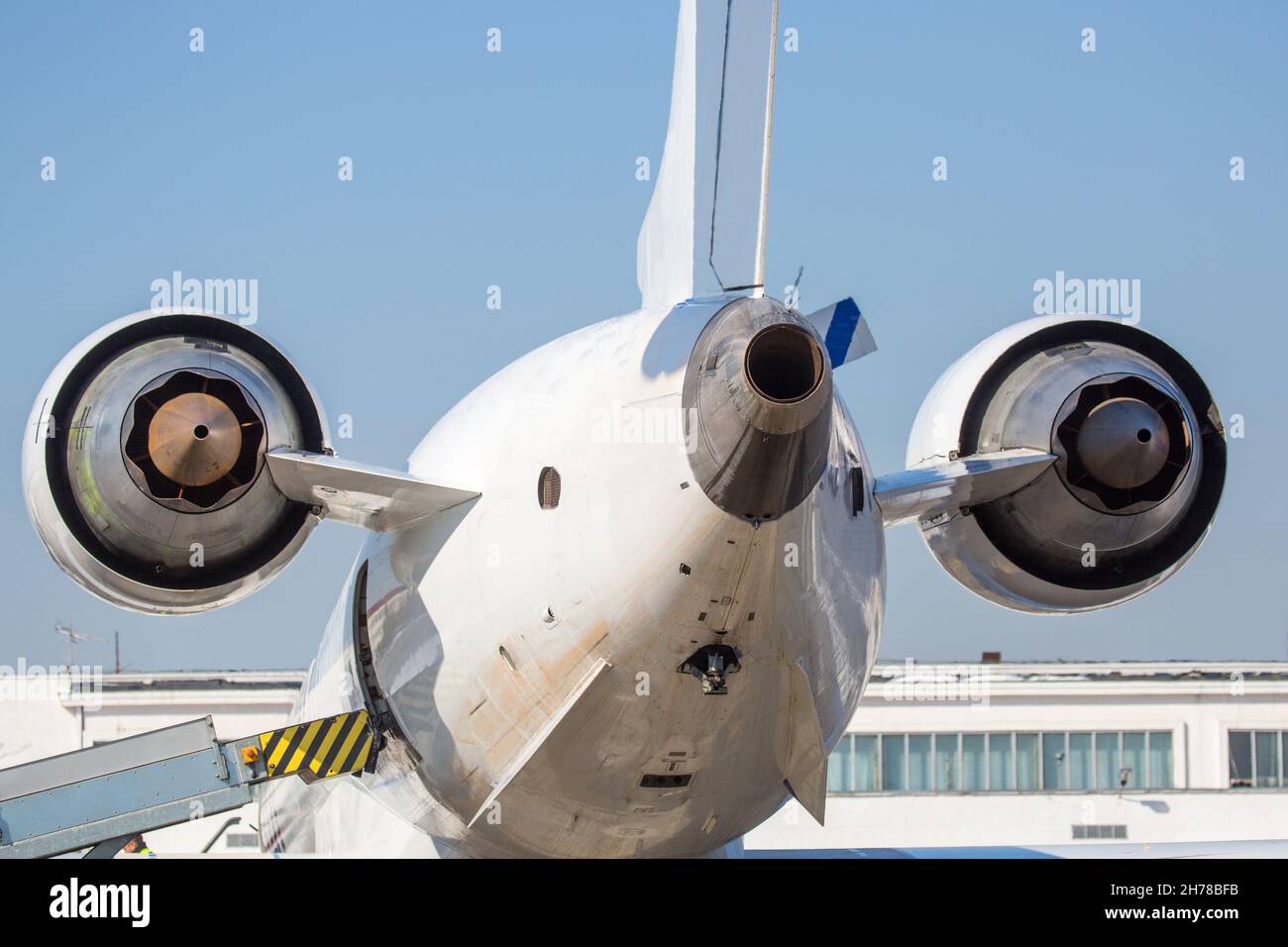 airplane turbine close-up. turbojet engine of a modern aircraft ...
