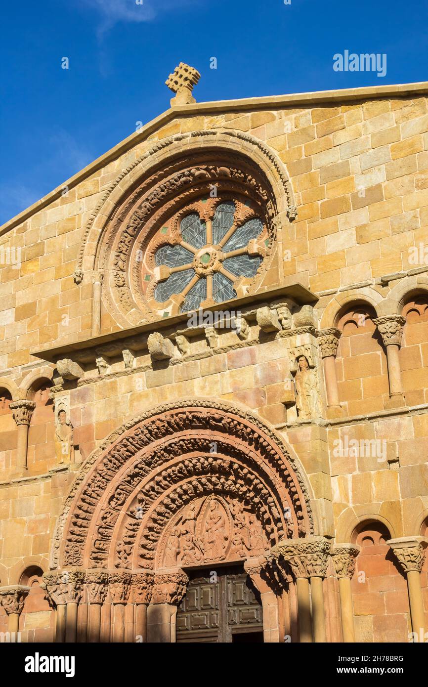 Front facade of the historic Santo Domingo church in Soria, Spain Stock ...