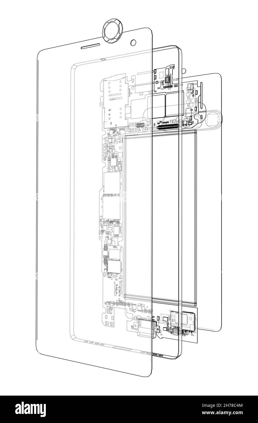 Disassembled smartphone concept outline Stock Photo - Alamy