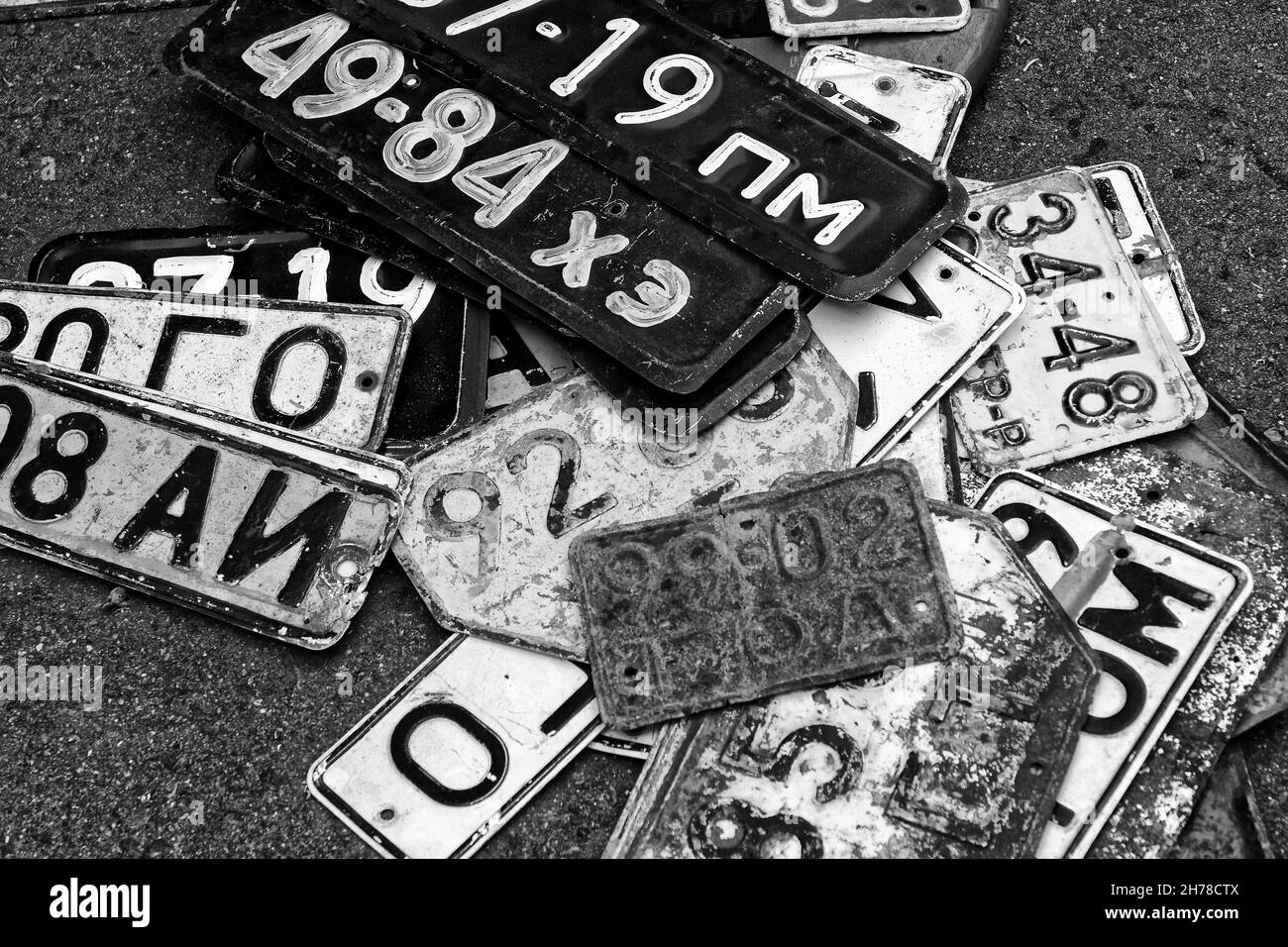 Car identification plate Black and White Stock Photos & Images - Alamy