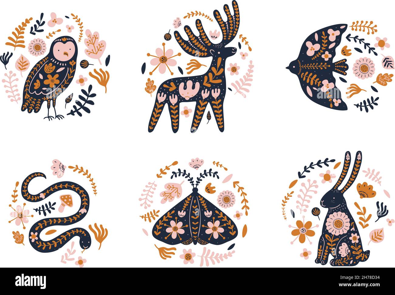 Floral animal emblems hi-res stock photography and images - Alamy