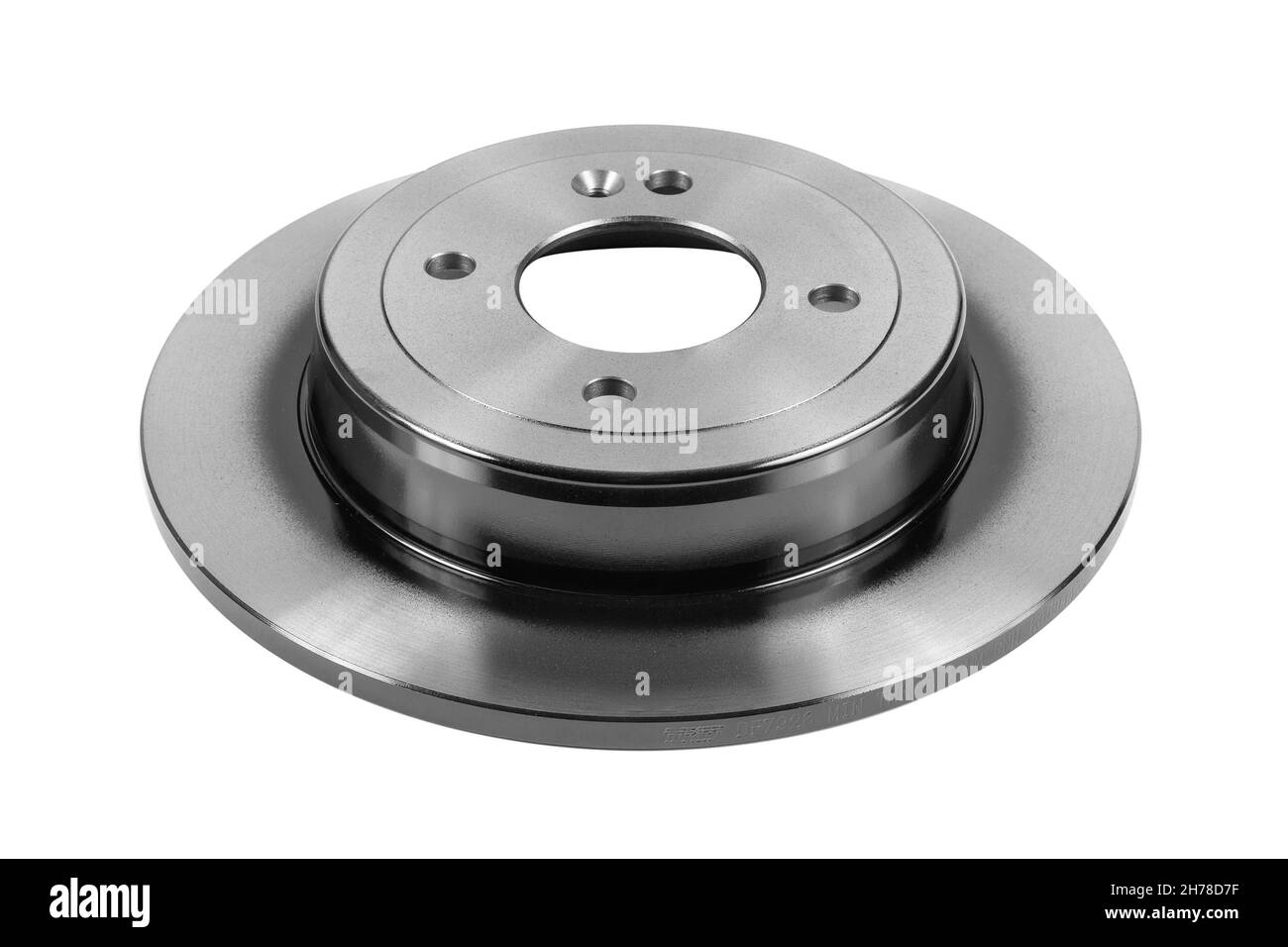 Brake disc for a passenger car isolated on a white background. A spare ...