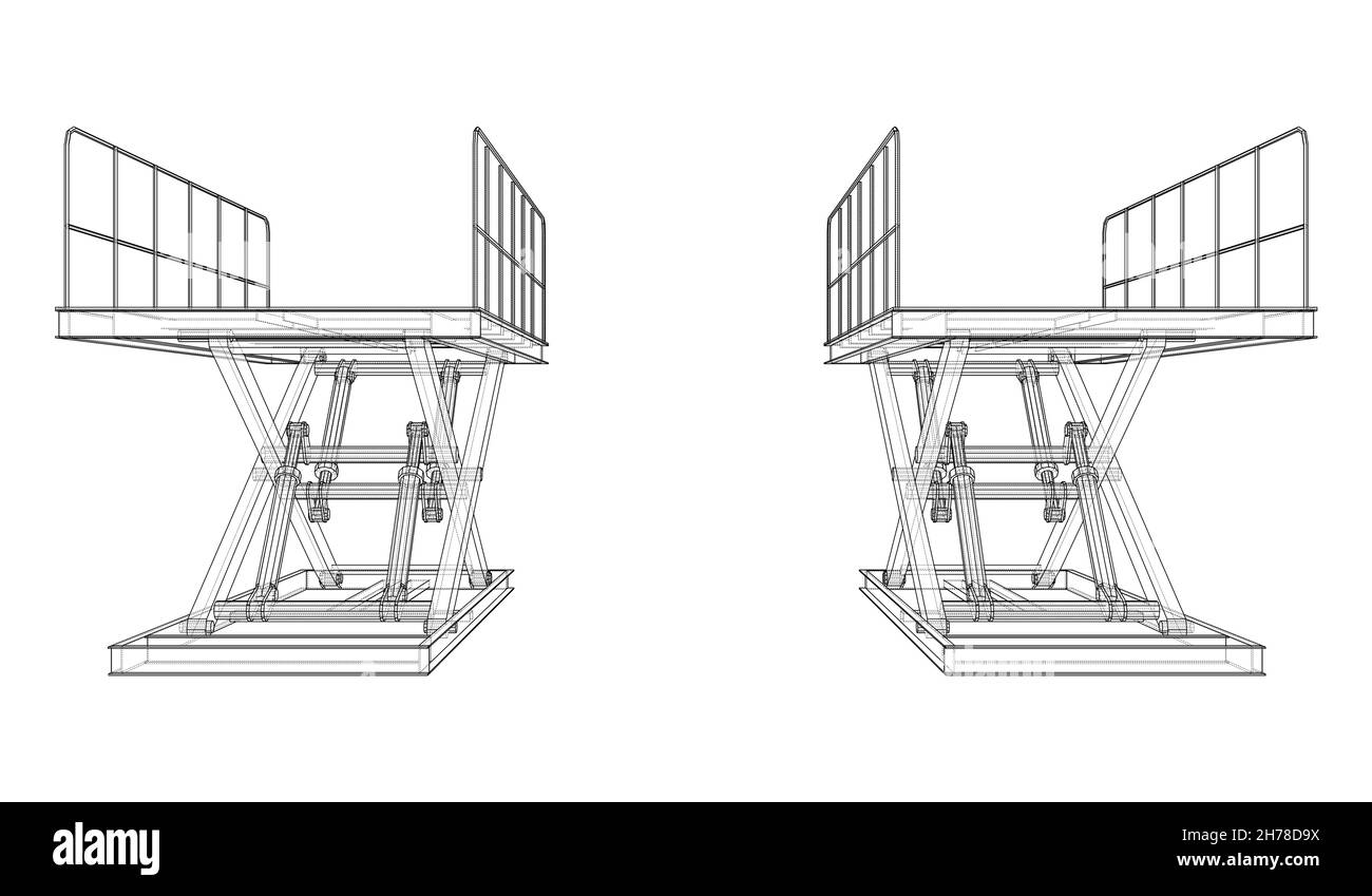 Scissors lift concept outline Stock Photo - Alamy