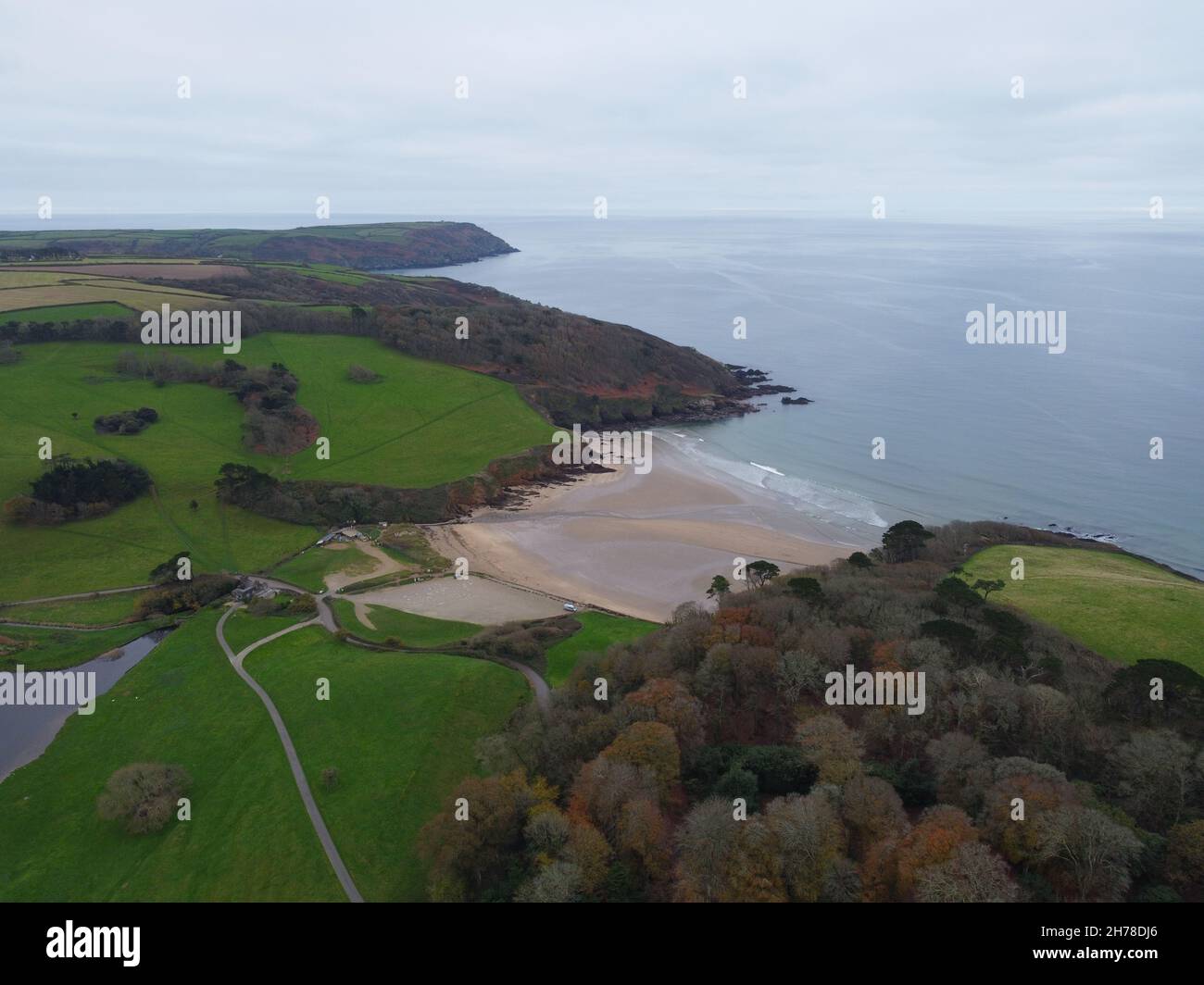 Porthluney beach near caerhays Cornwall England uk Stock Photo - Alamy