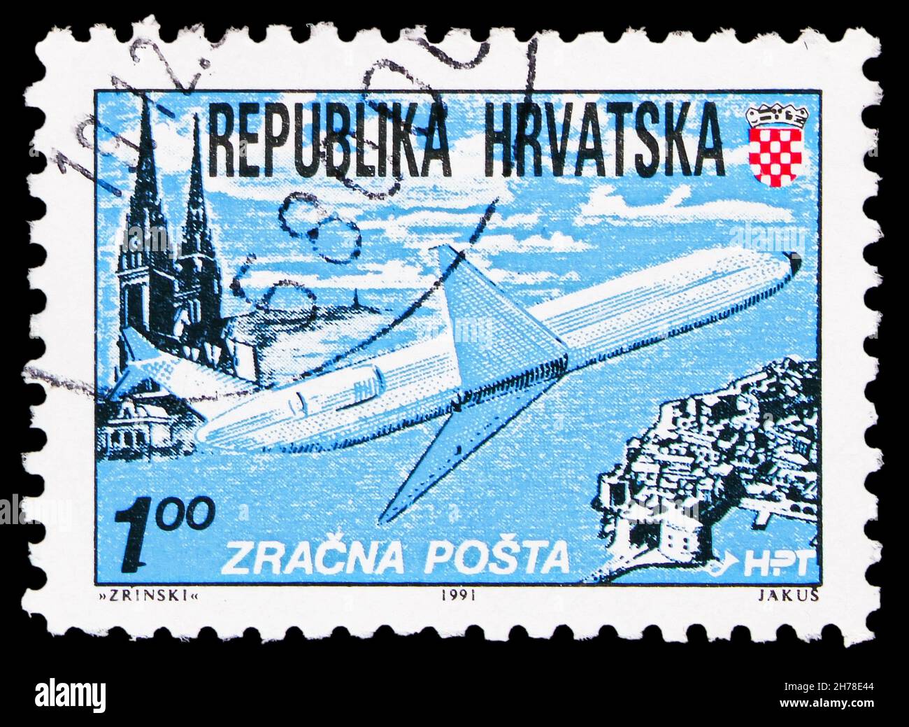 MOSCOW, RUSSIA - OCTOBER 25, 2021: Postage stamp printed in Croatia ...