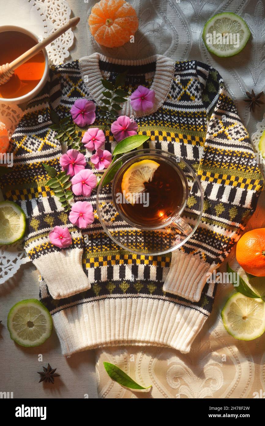 Winter tea photography with honey Stock Photo - Alamy