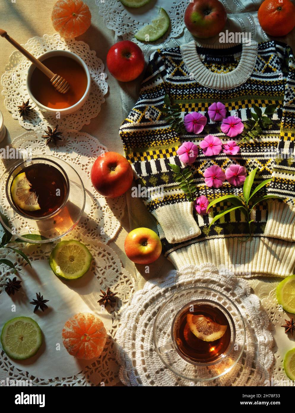 Winter tea photography with honey Stock Photo - Alamy