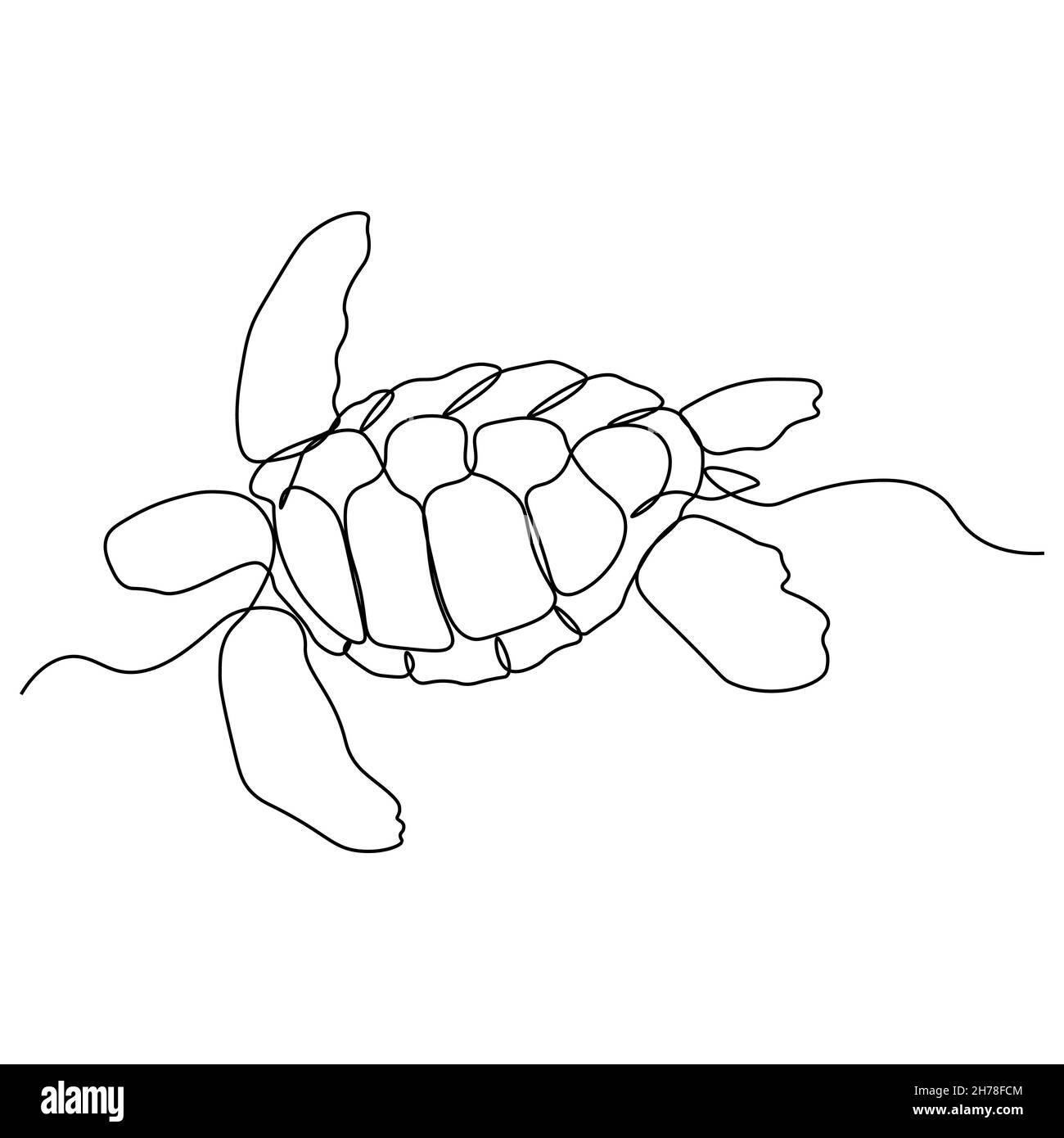 One single line drawing of big turtle for marine company logo identity ...