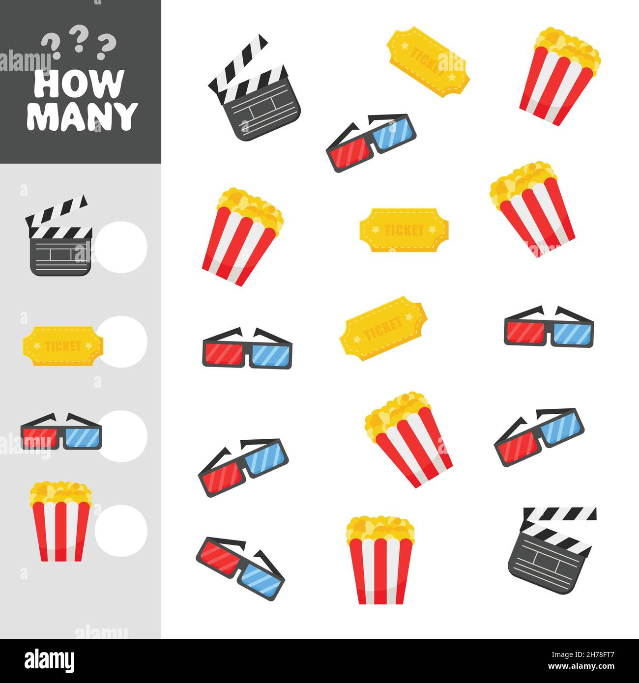 Educational math game for preschool children. How many objects task ...