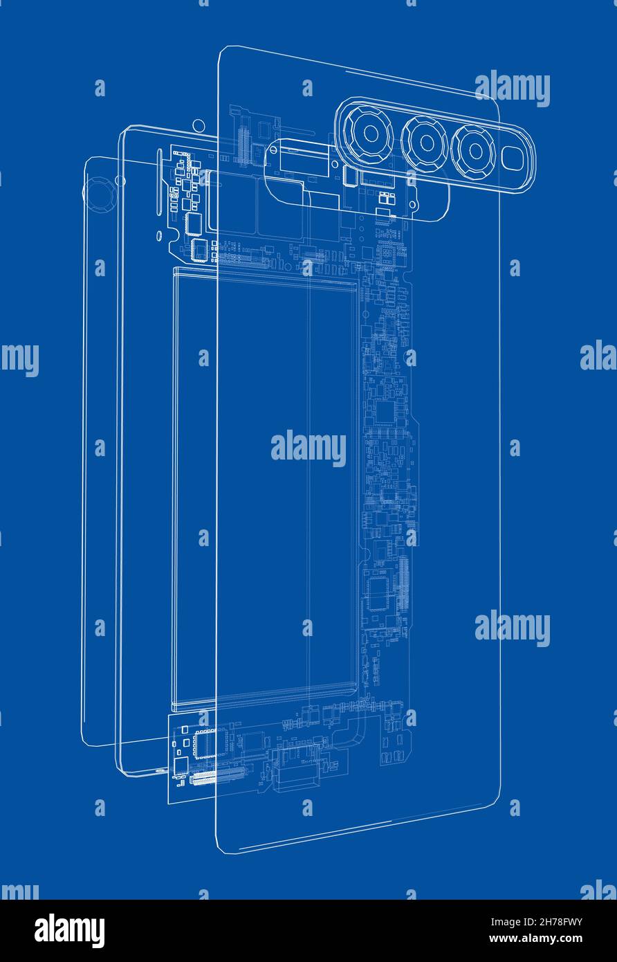 Disassembled smartphone concept outline Stock Photo - Alamy