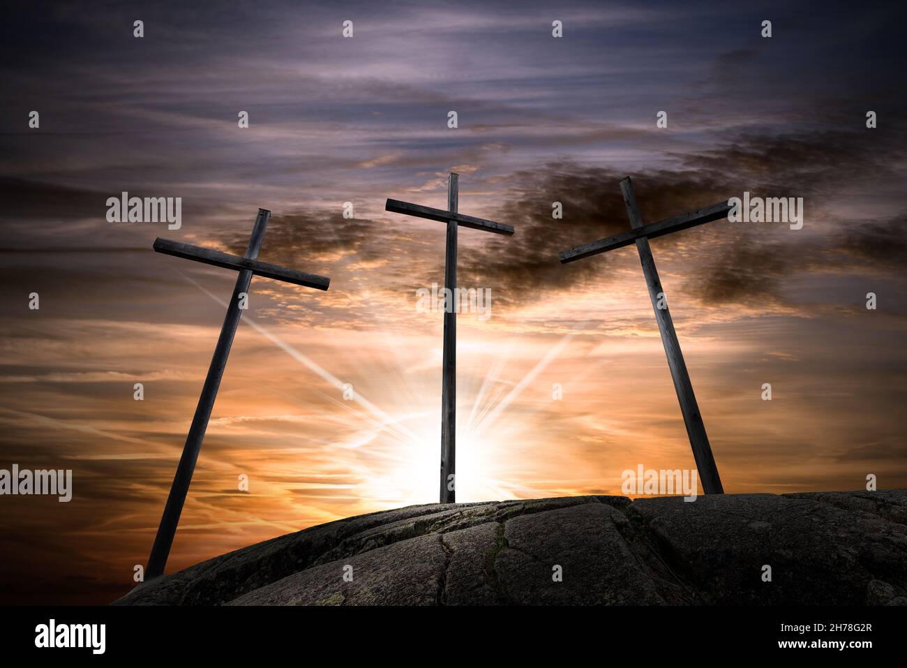 Three wooden crosses hi-res stock photography and images - Alamy