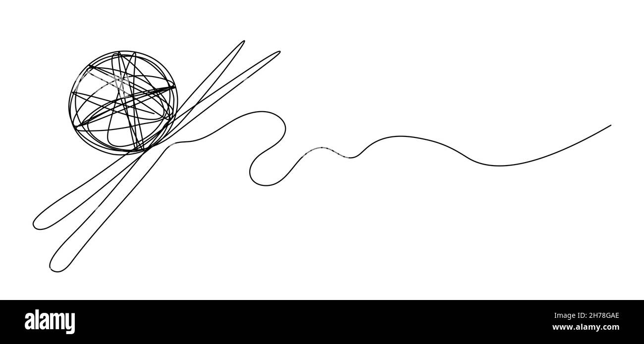 Knitting Day. A continuous line. Vector illustration drawn with a ...