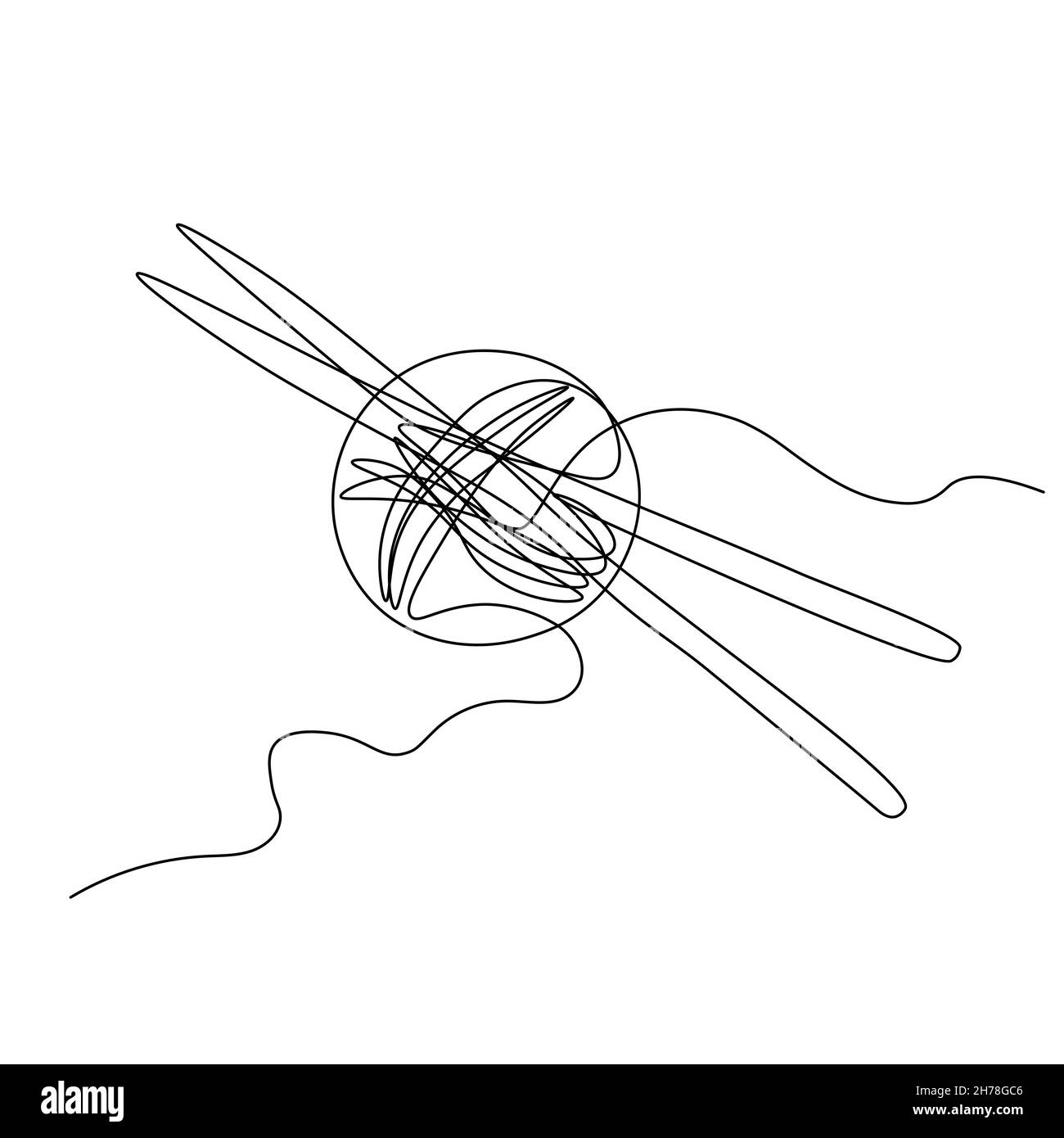 Knitting Day. A continuous line. Vector illustration drawn with a ...