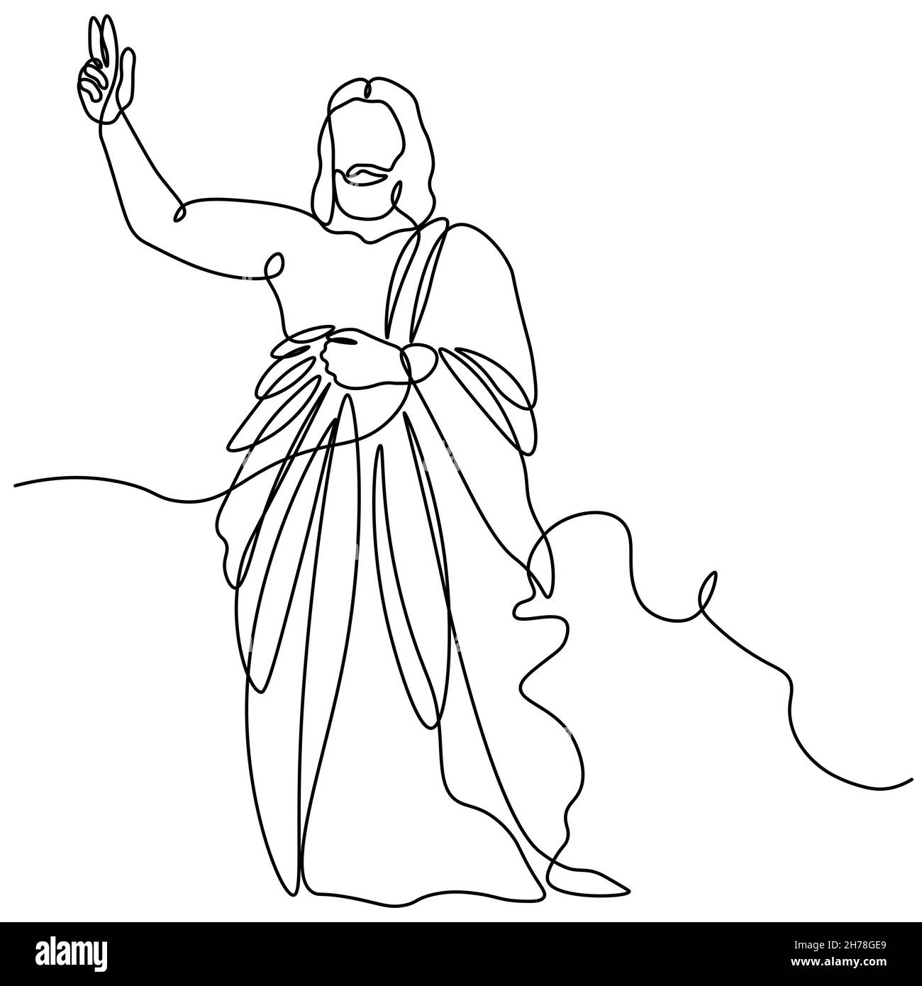 One continuous single drawn line art doodle spirituality Jesus Christ ...
