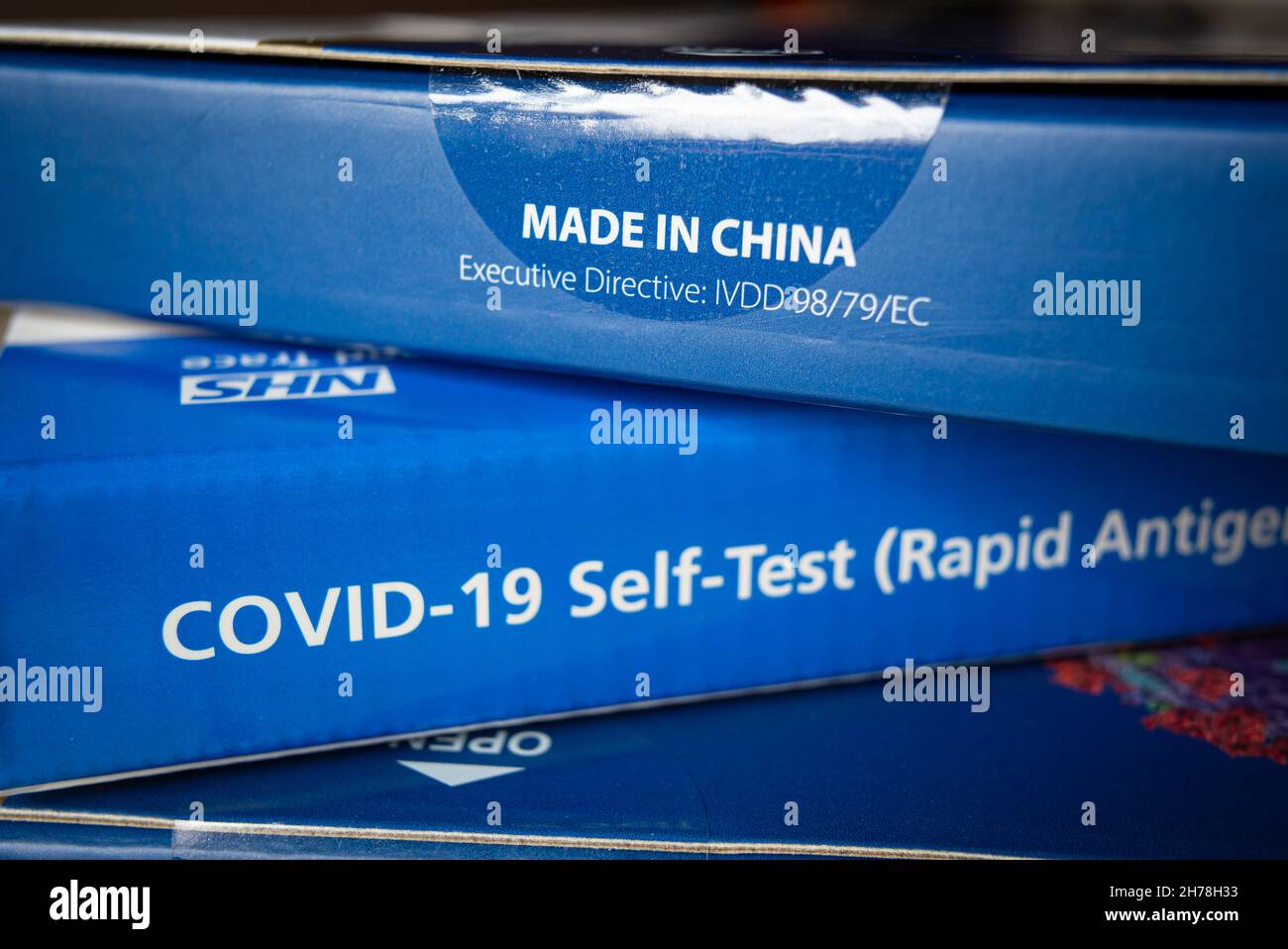 NHS Lateralflow Test and Trace Kit boxes Stock Photo - Alamy