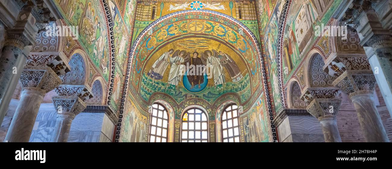 RAVENNA, ITALY - CIRCA AUGUST 2020: historic byzantine mosaic in Saint ...