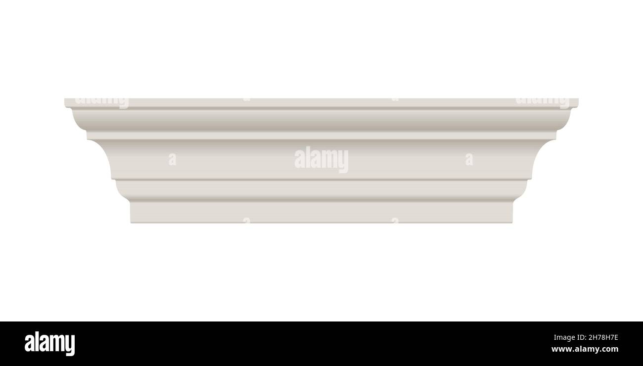 White skirting cornice molding. Ceiling crown baseboard on white ...