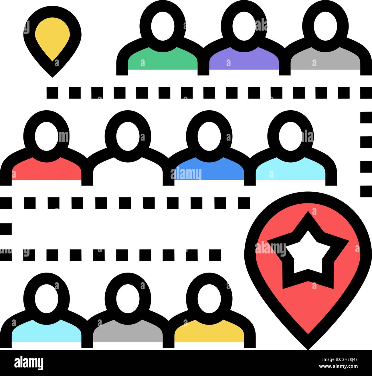 route and direction of parade color icon vector illustration Stock ...