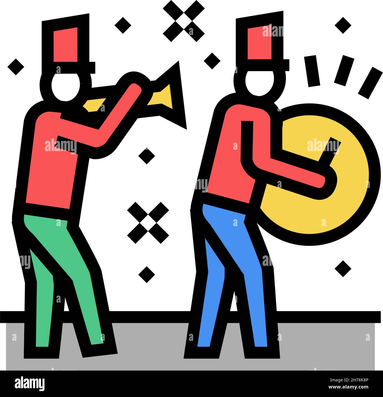 orchestra playing music on parade color icon vector illustration Stock ...
