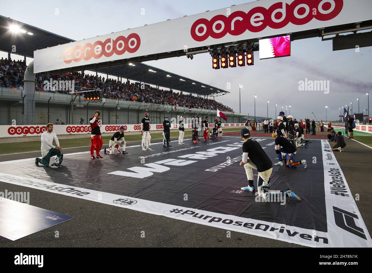 F1 Drivers during the WeRaceAsOne Protocol on the grid during the ...