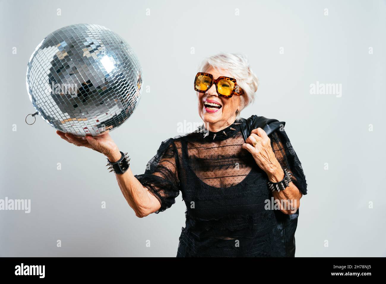 image of a beautiful and elegant old influencer woman. Cool grandmother ...