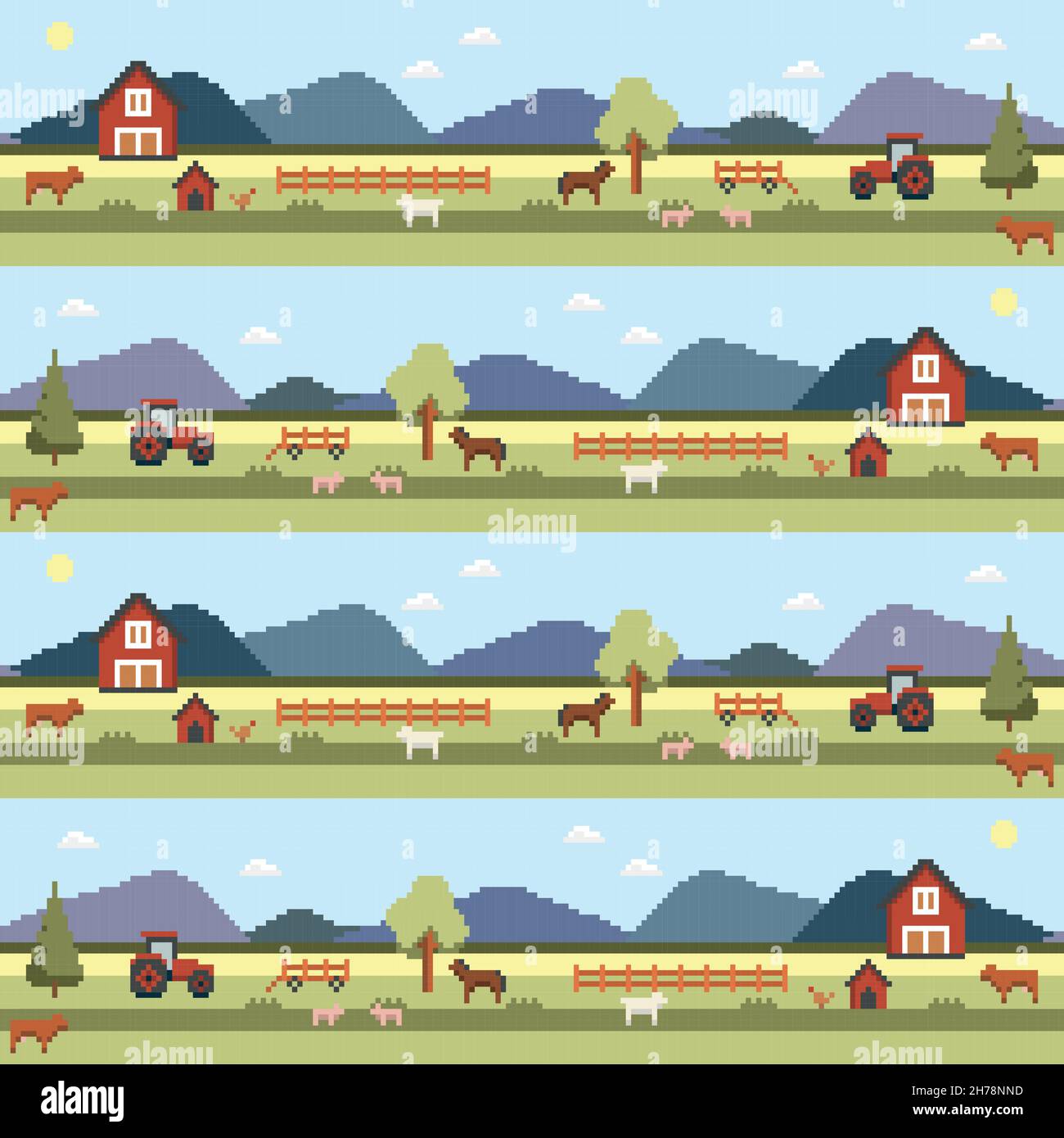 Seamless pattern pixel art farm Stock Vector Image & Art - Alamy