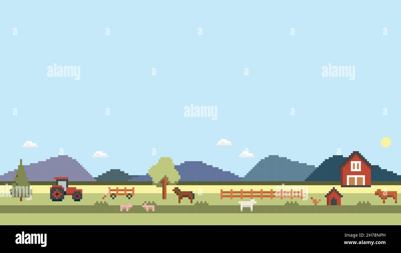 Wallpaper background pixel art farm Stock Vector Image & Art - Alamy