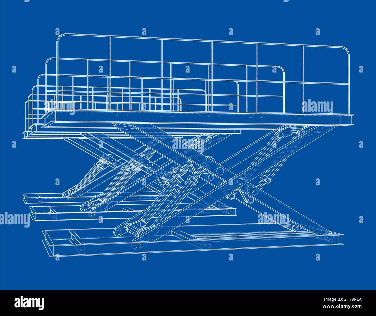 Scissors lift concept outline Stock Photo - Alamy