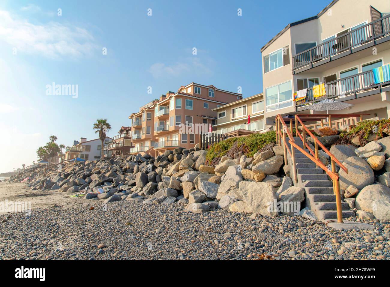 Accommodation buildings at the front of the beach at Oceanside ...