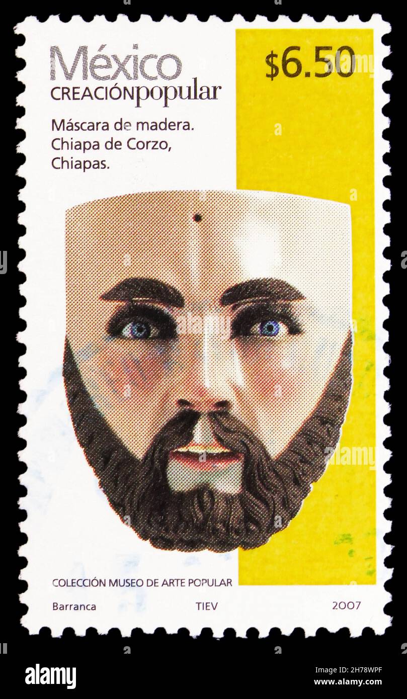 MOSCOW, RUSSIA - OCTOBER 25, 2021: Postage stamp printed in Mexico ...