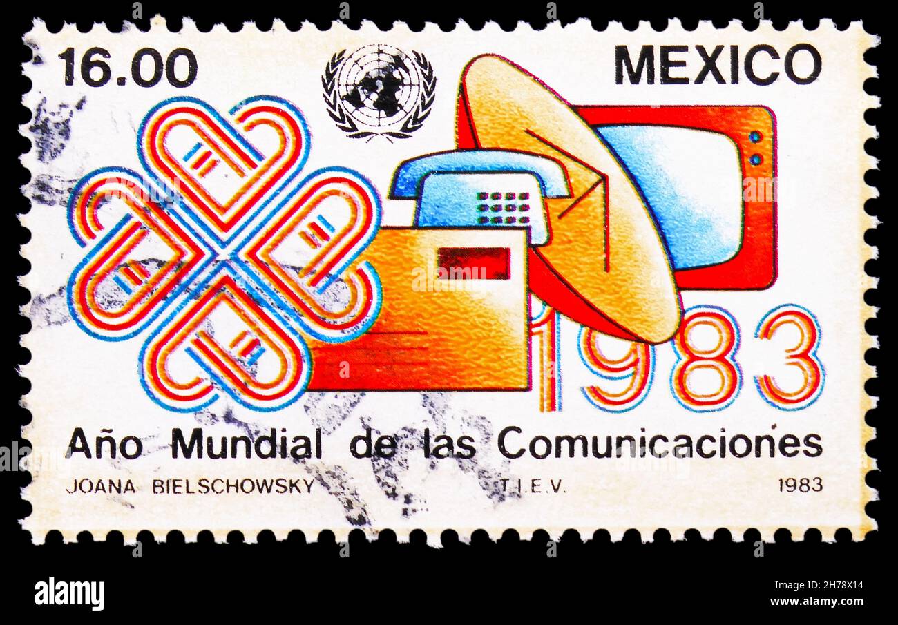 MOSCOW, RUSSIA - OCTOBER 25, 2021: Postage stamp printed in Mexico ...