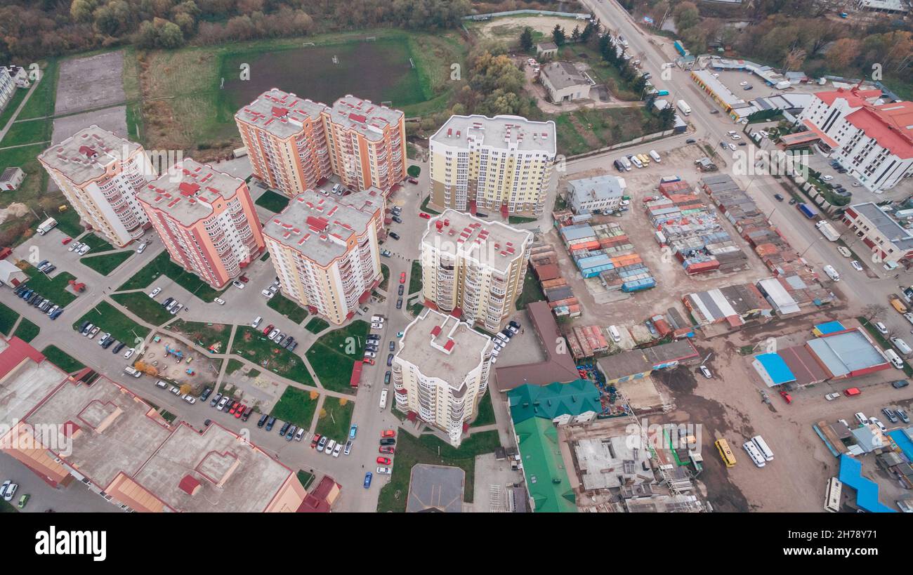 Aerial View of New Microdistrict in the Town Stock Photo - Alamy