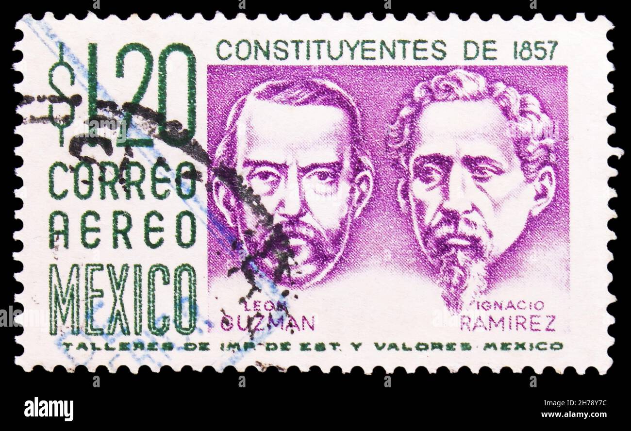 MOSCOW, RUSSIA - OCTOBER 25, 2021: Postage stamp printed in Mexico ...