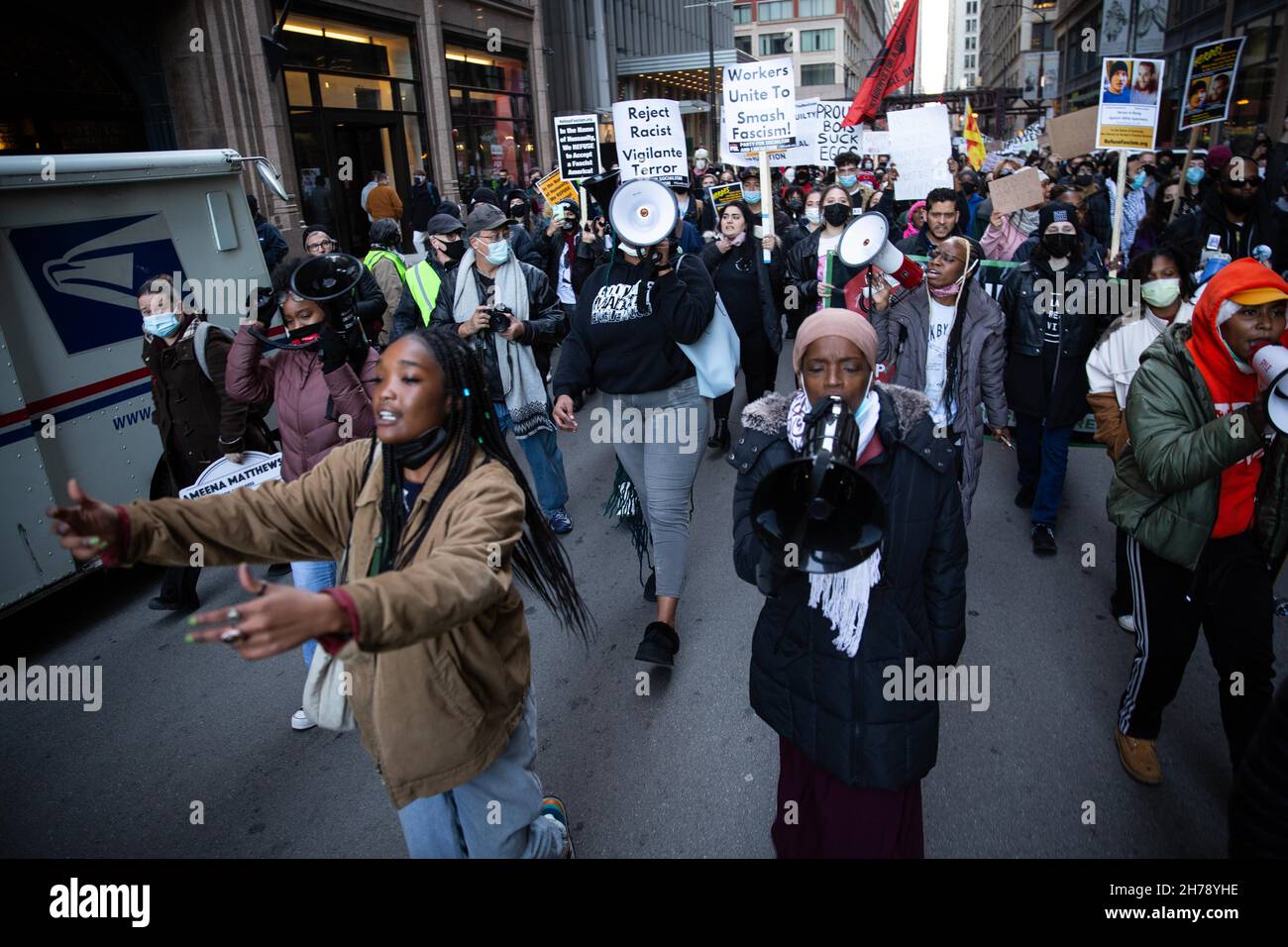 Over a thousand demonstrators gathered at Federal Plaza in Chicago, IL ...