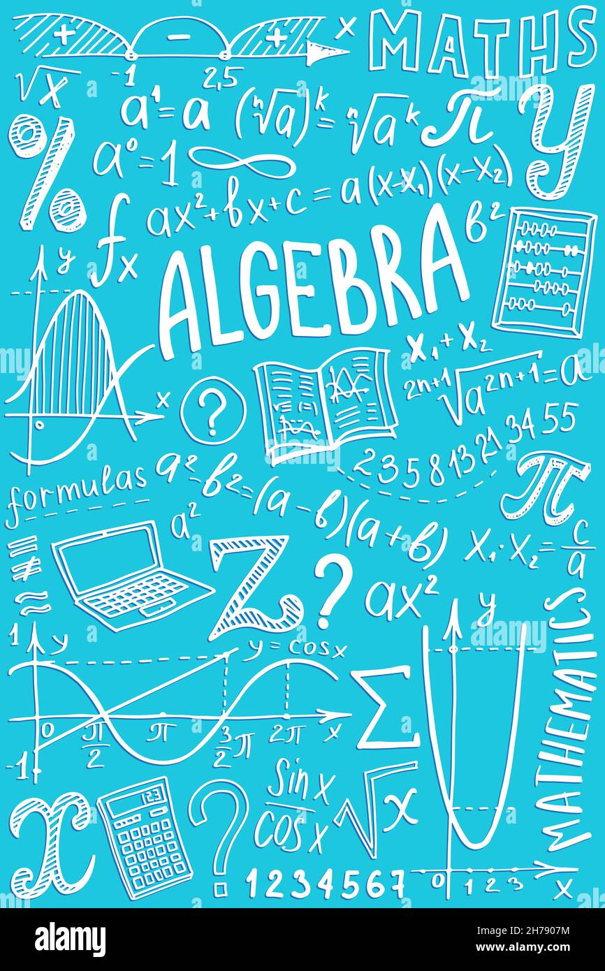 Maths symbols icon set. Algebra or mathematics subject doodle design ...