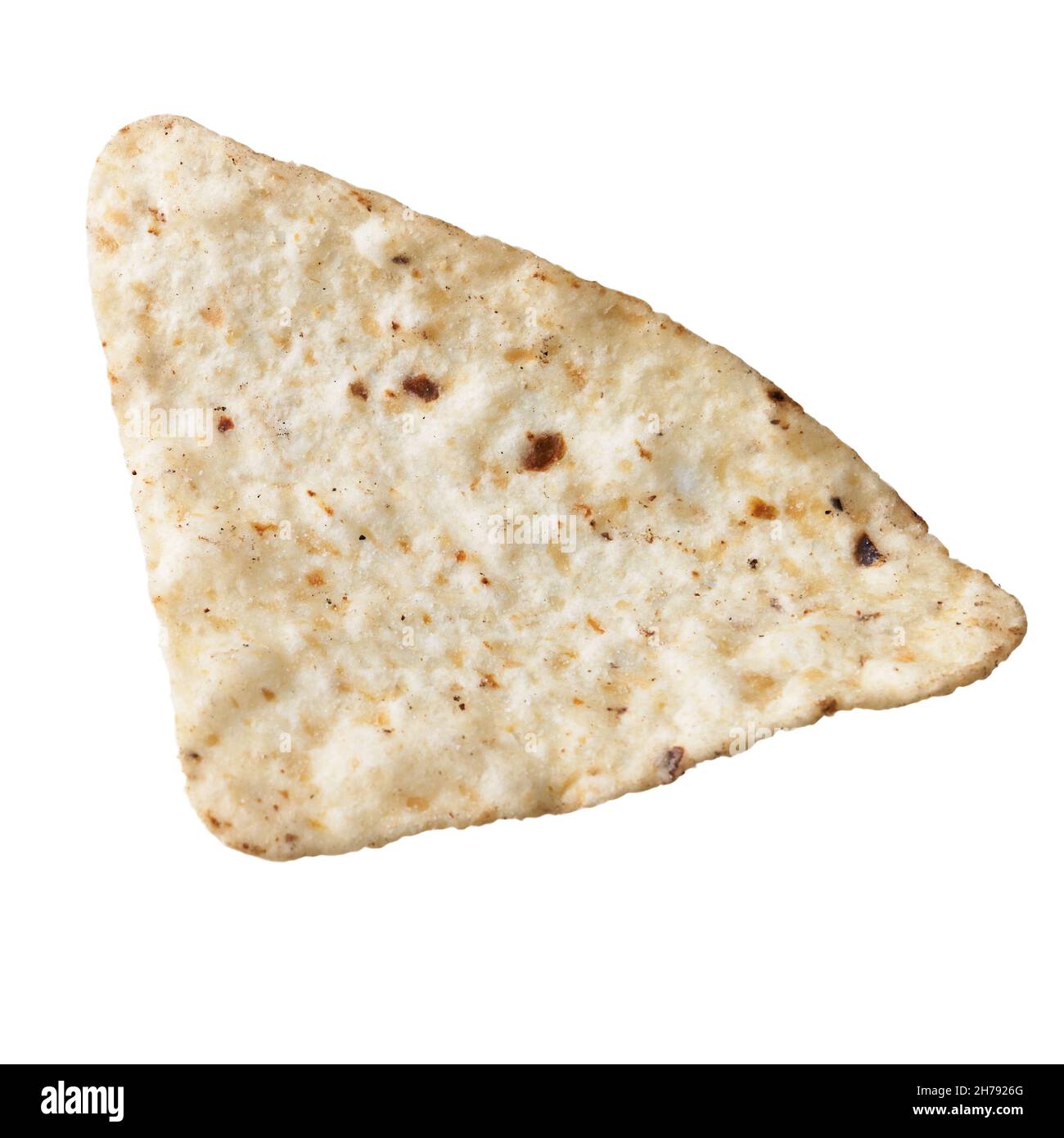 Single mexican nacho chip isolated on a white background Stock Photo ...