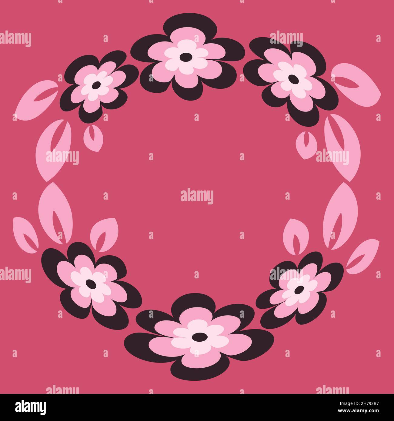 Illustration - Round frame or wreath on a square background - stylized ...