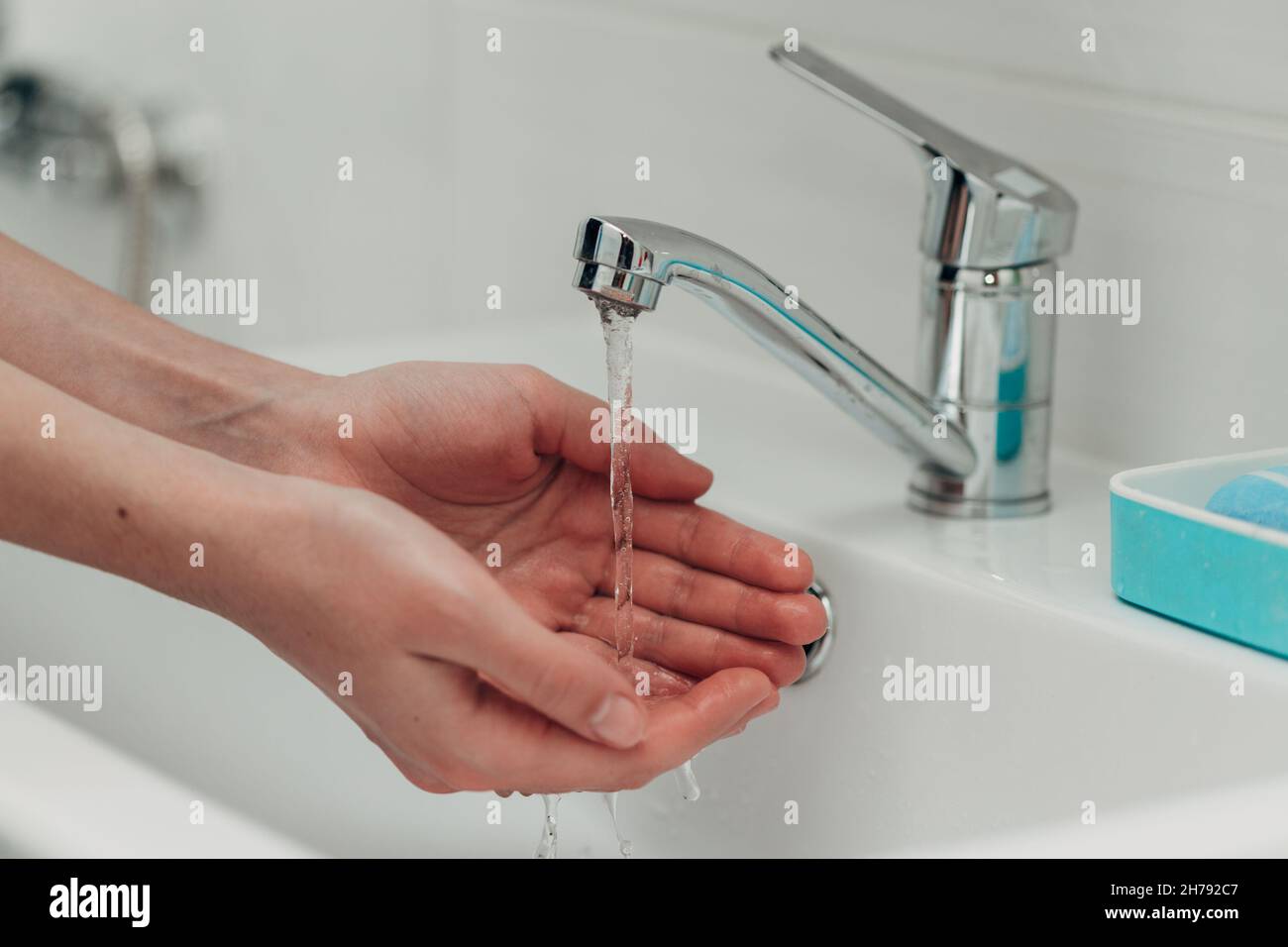 The Girl Washes Her Hands to Avoid Infection With the Virus COVID-19 ...