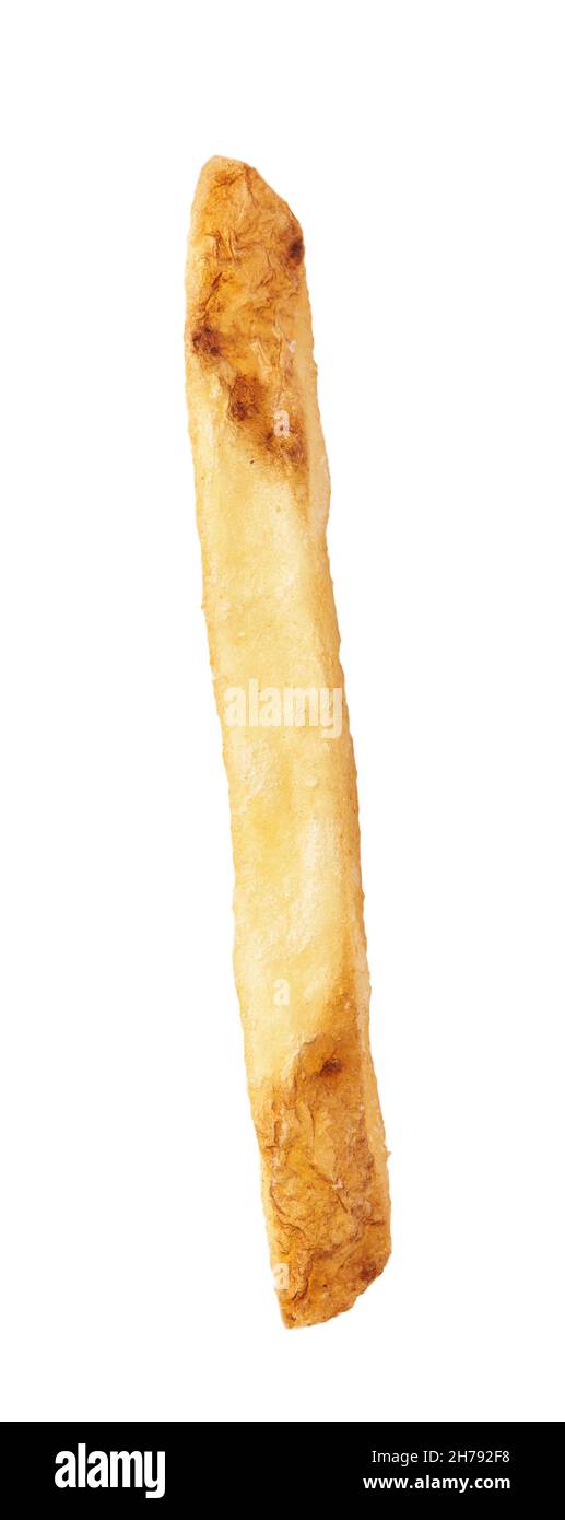 Single french fried potatoes isolated on a white background Stock Photo ...