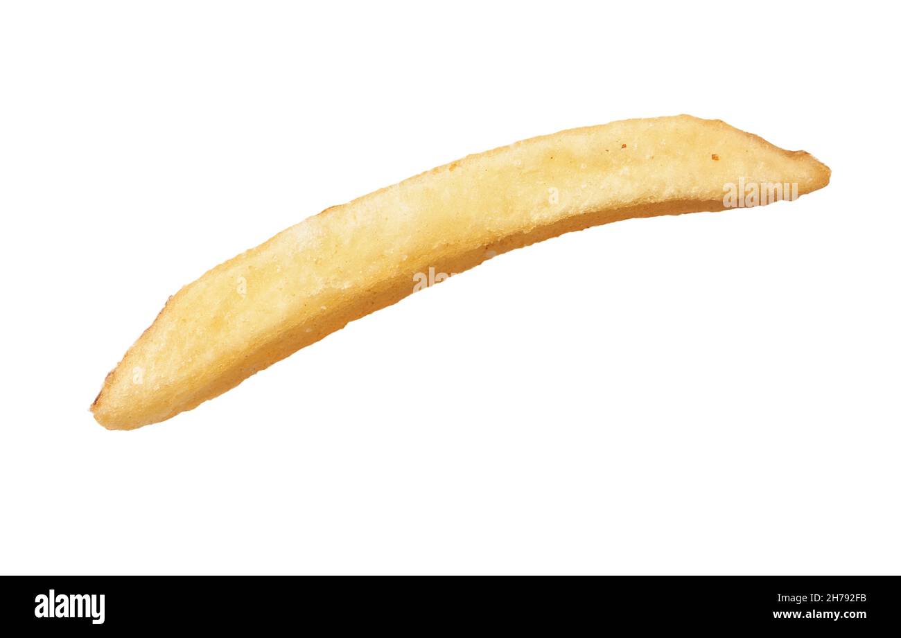 Single french fried potatoes isolated on a white background Stock Photo ...