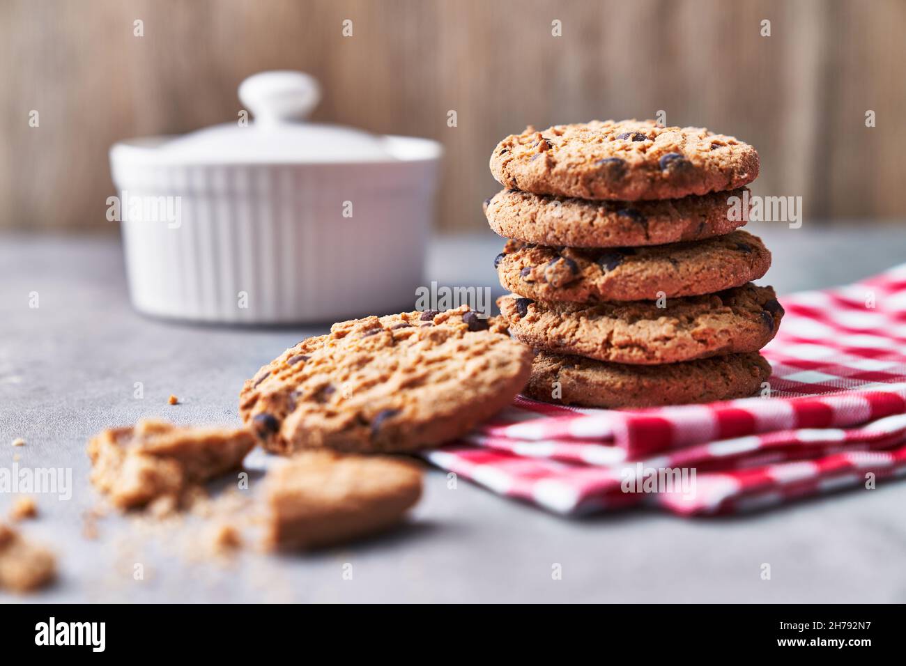 Delicious chocolate cookies on a concrete surface Stock Photo - Alamy