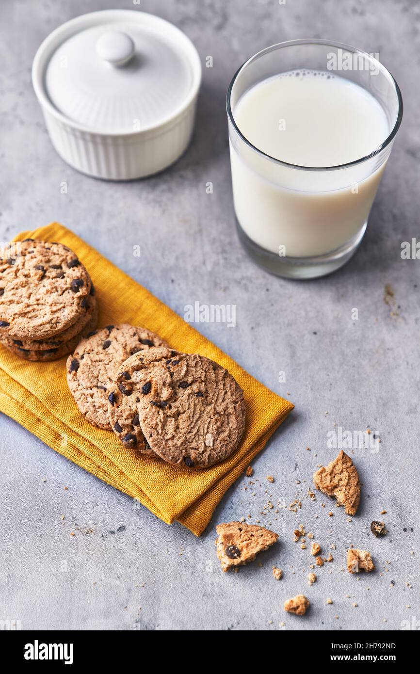 Delicious chocolate cookies on a concrete surface Stock Photo - Alamy