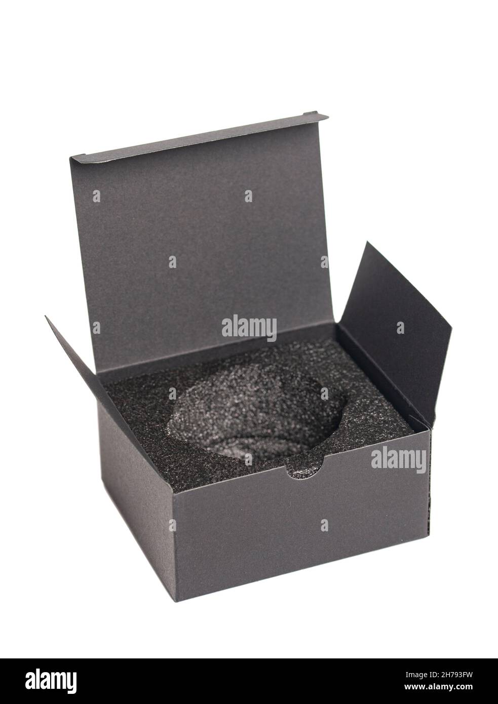 Black open cardboard box isolated on a white background Stock Photo - Alamy