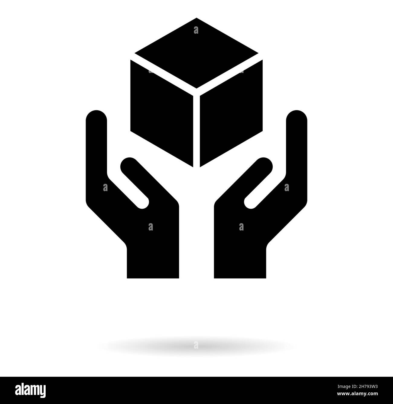 Handle with care flat icon with shadow isolated on white background ...