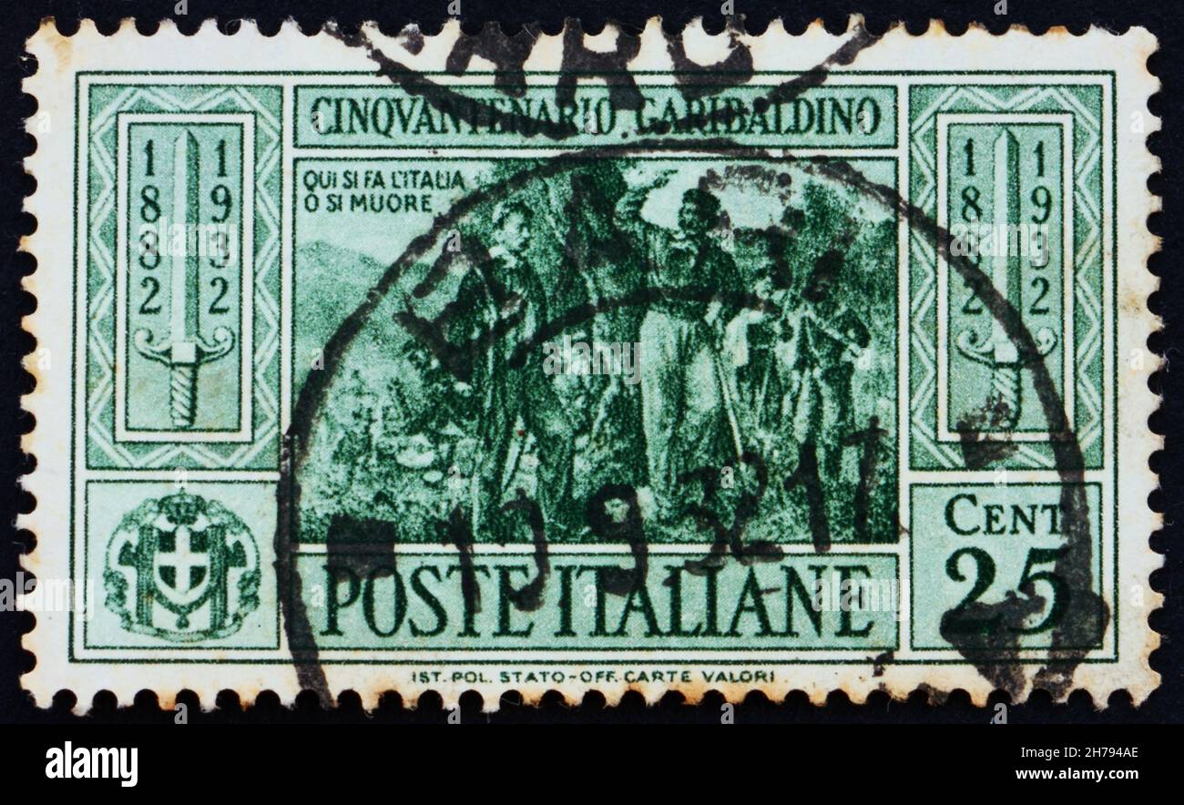 ITALY - CIRCA 1932: a stamp printed in the Italy shows Garibaldi at ...