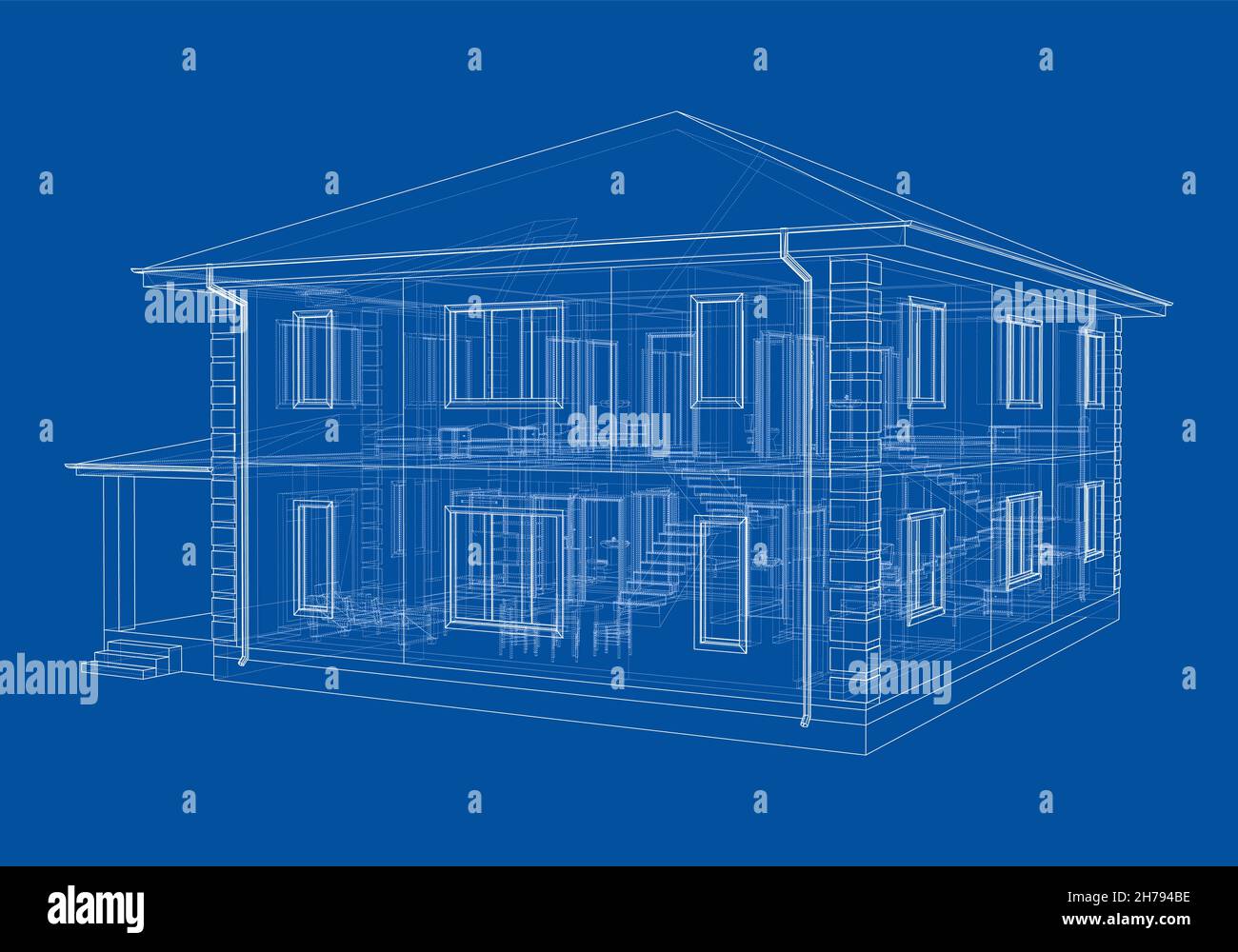 Exterior of the house with visible internal elements Stock Photo - Alamy