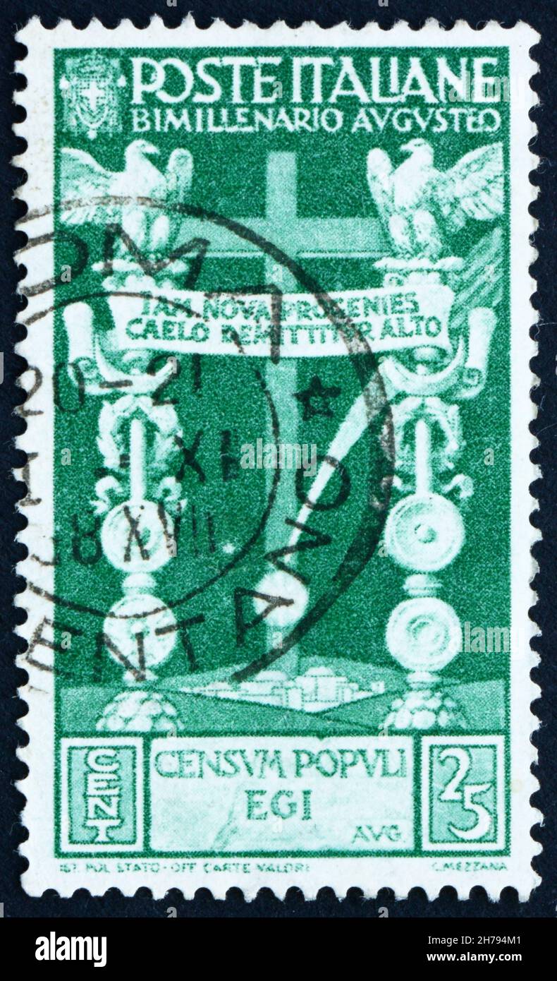 ITALY - CIRCA 1937: a stamp printed in the Italy shows Cross Roman ...