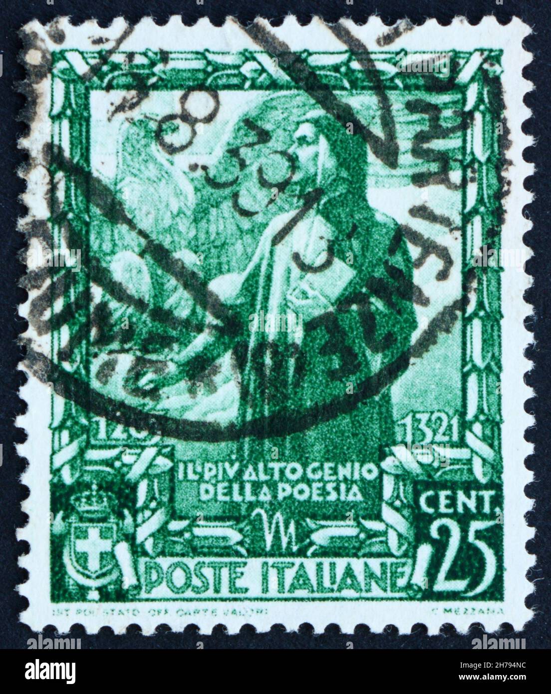 ITALY - CIRCA 1938: a stamp printed in the Italy shows Dante Alighieri ...