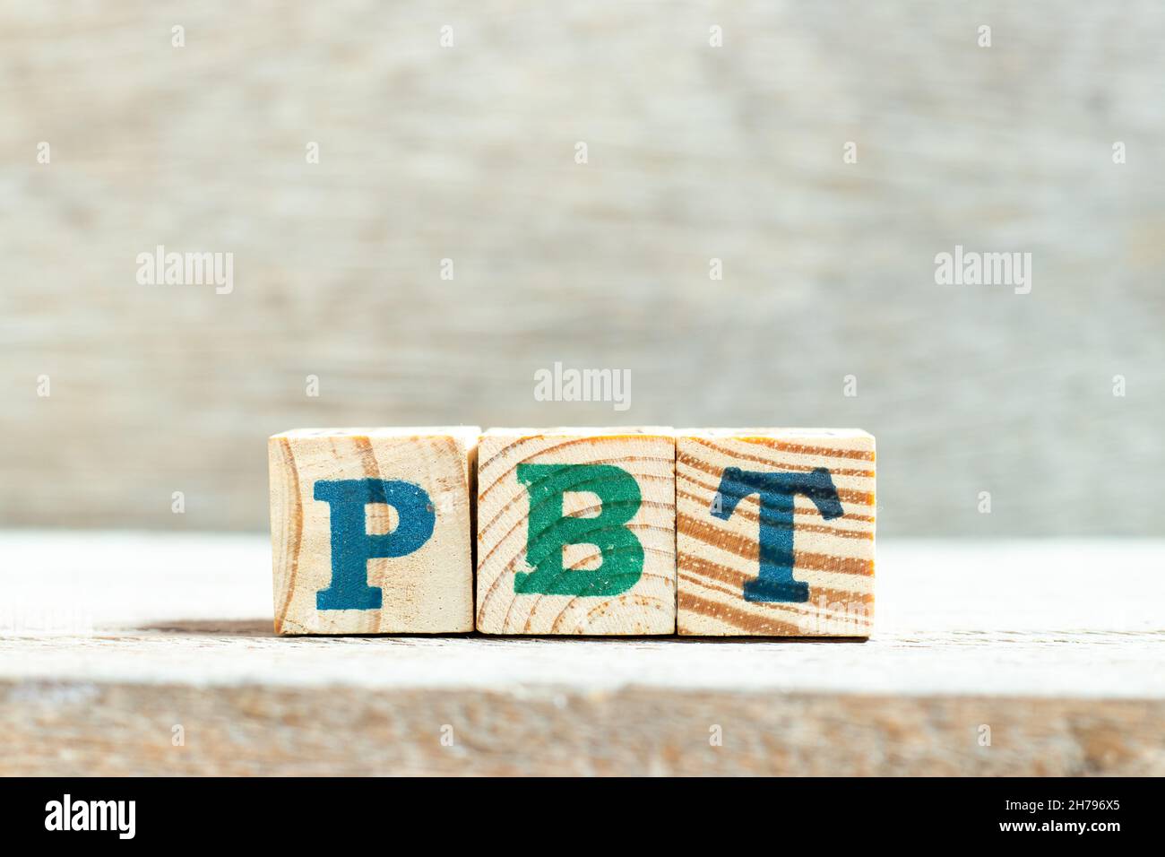 Alphabet letter block in word PBT (Abbreviation of Profit before tax ...